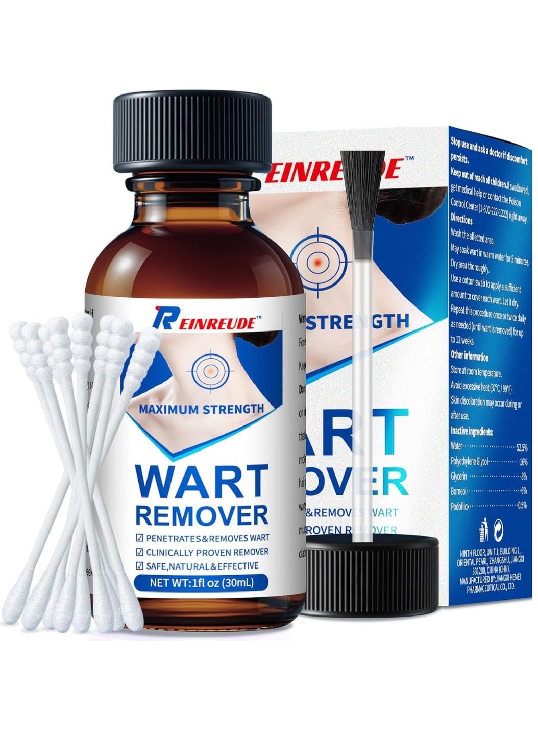 REINREUDE Wart Remover Serum 30ML Herbal Ingredients Safe Body Warts ...