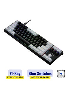 DARK ALIEN Mechanical Keyboard 71 Keys RGB Backlight Detachable Type-C ...