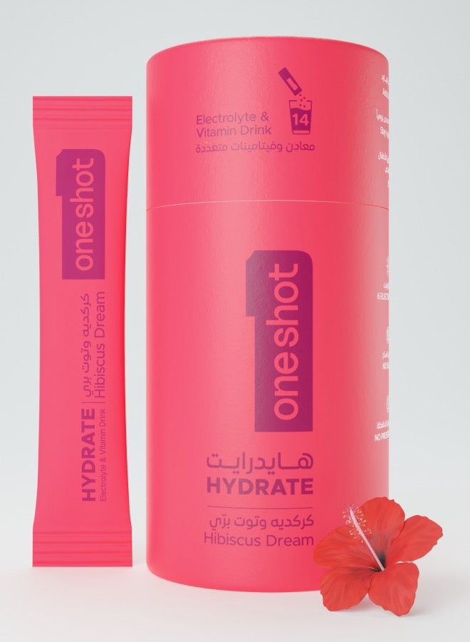 oneshot Electrolyte Hydration Supplement Hibiscus Dream | 14 Sticks ...
