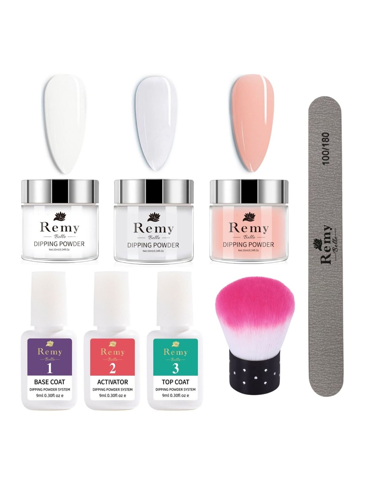 Remy Belle Dip Powder Nail Kit Starter 3 Colours Dipping Powder System ...
