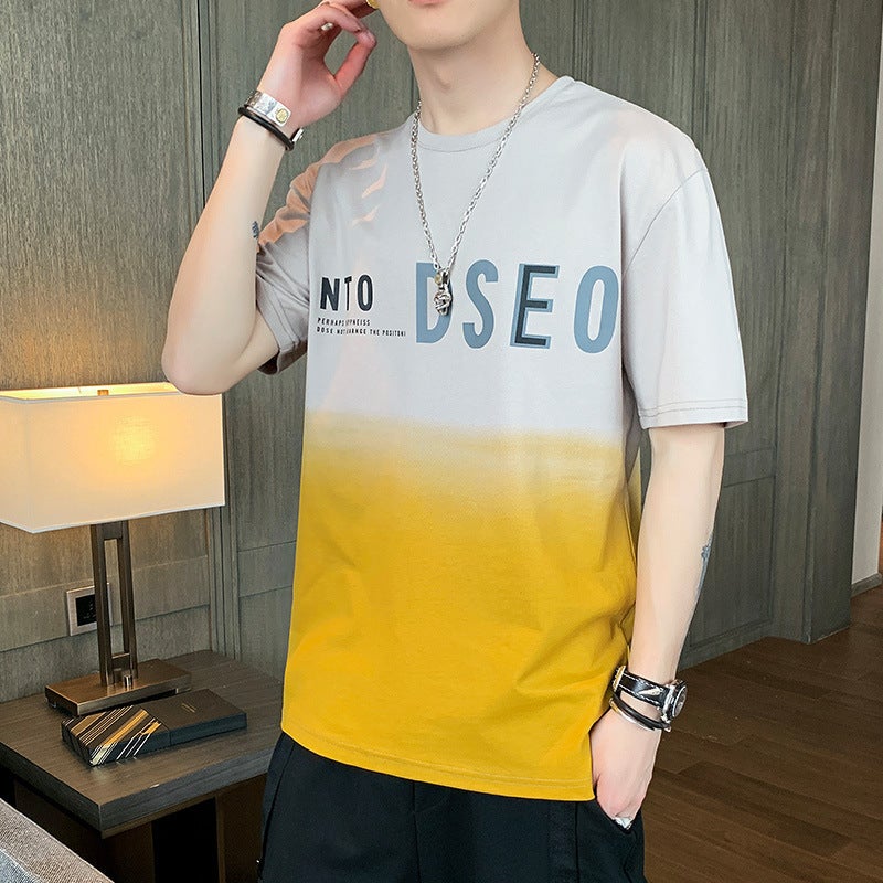 Generic 2023 Gradient Short Sleeve T-Shirt Men'S Tide Version Loose Men ...