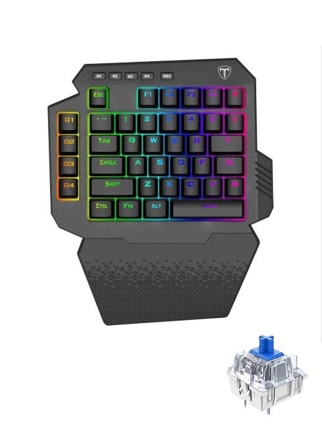 Generic Wireless One-Handed RGB Mechanical Gaming Keypad with 6 Onboard ...