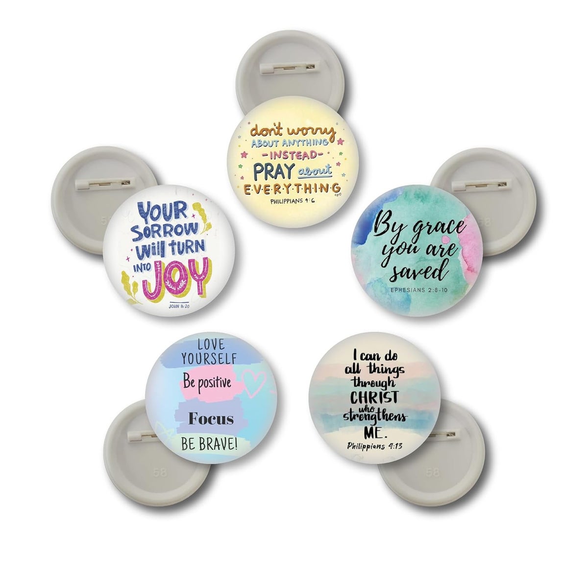 D2c 58 mm Christian Faith Button Badges Pack – Gloss Finish ...