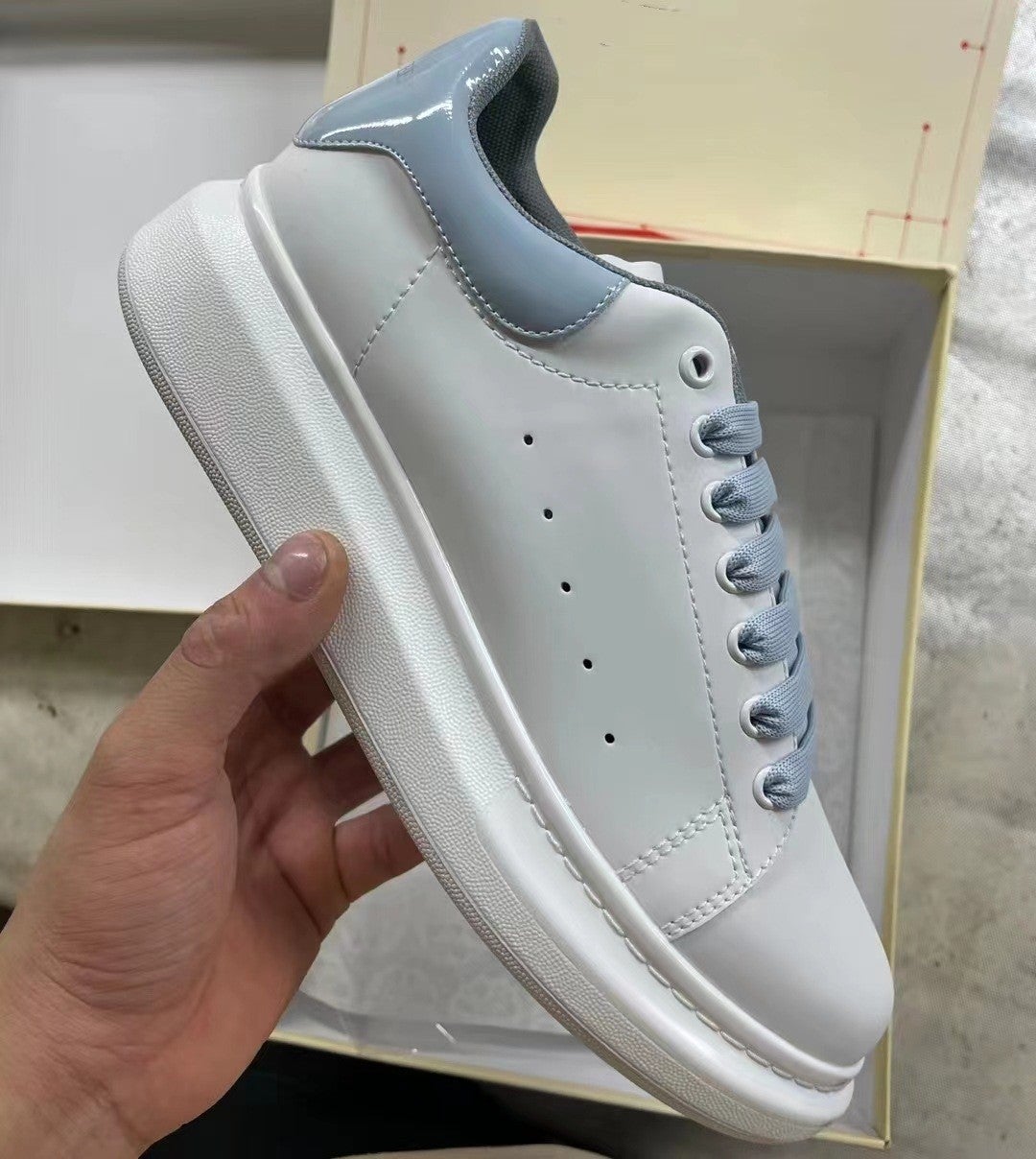 Generic Classic Genuine Leather Mcqueen White Shoes Thick Sole ...