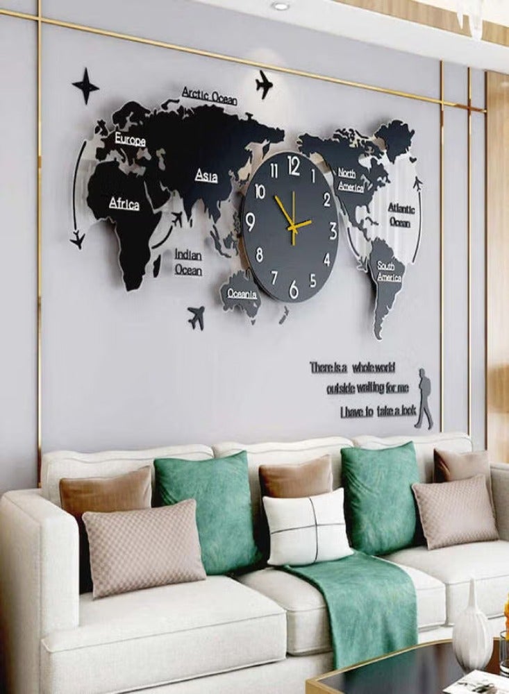 Dreamzon 3D Acrylic World Map with Clocks Set Living Room Decorated ...