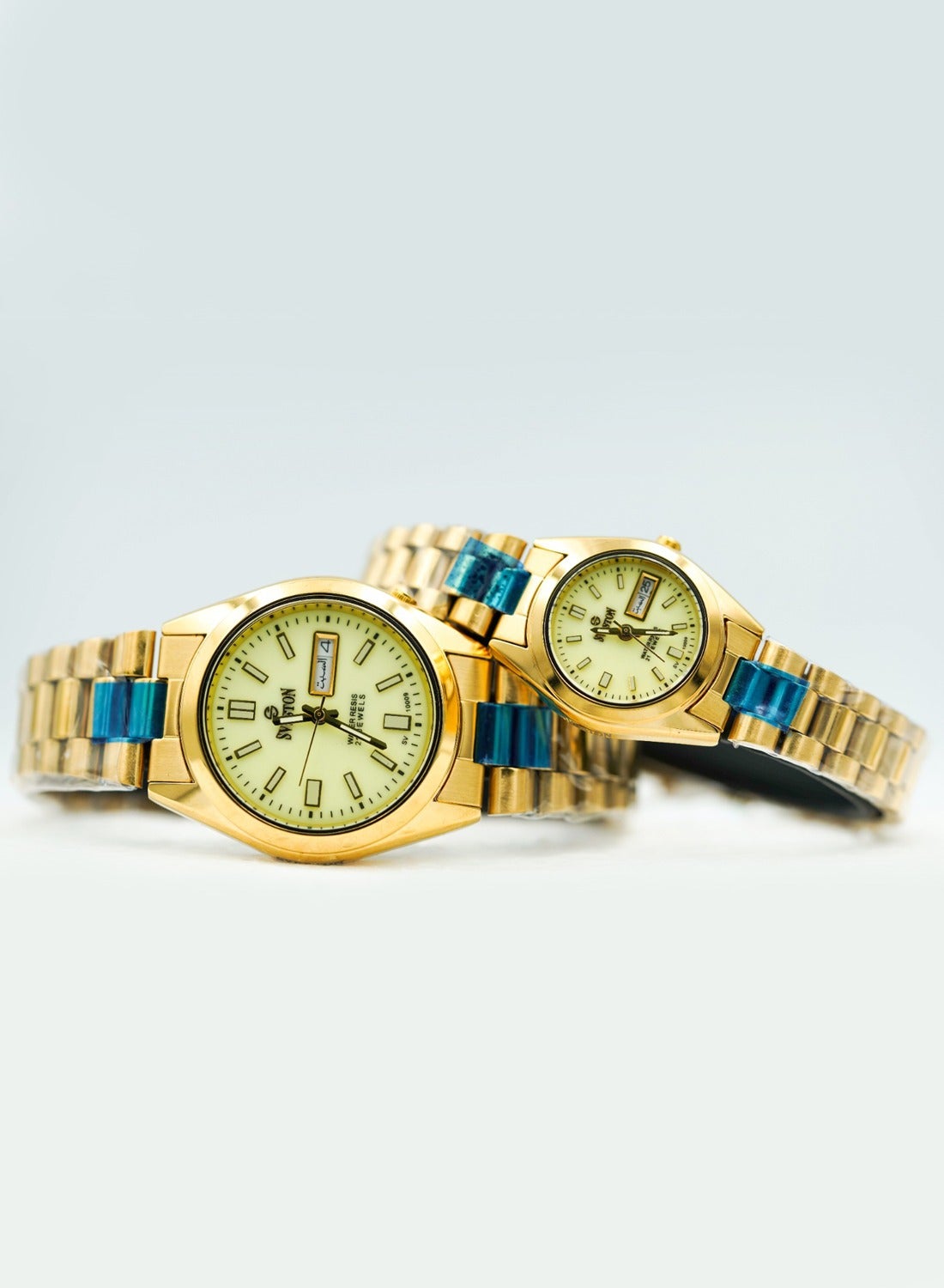 Sveston Unisex Gold Stainless Steel Glow in Dark Radium Analogue Couple ...