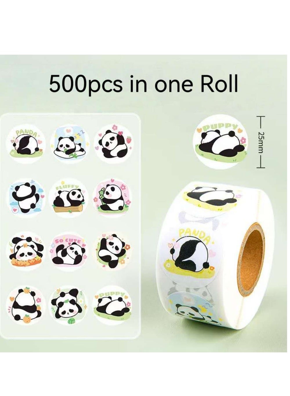 Generic Baby Panda Cute Cartoon Reward Stickers - 500 Pcs Per Roll ...