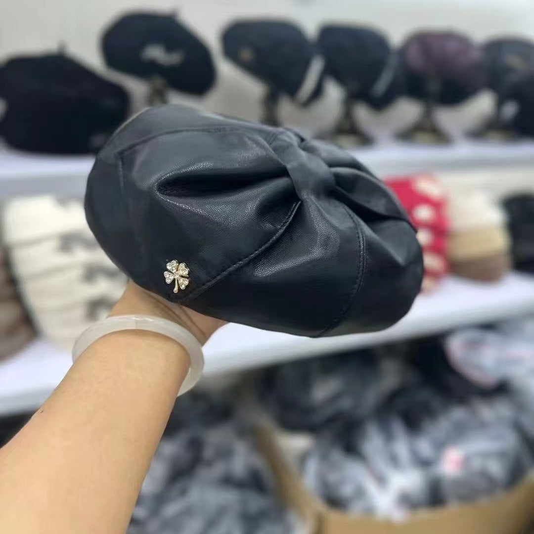 Generic Black Pu High-End Foreign Style Standard Leather Cap Beret ...