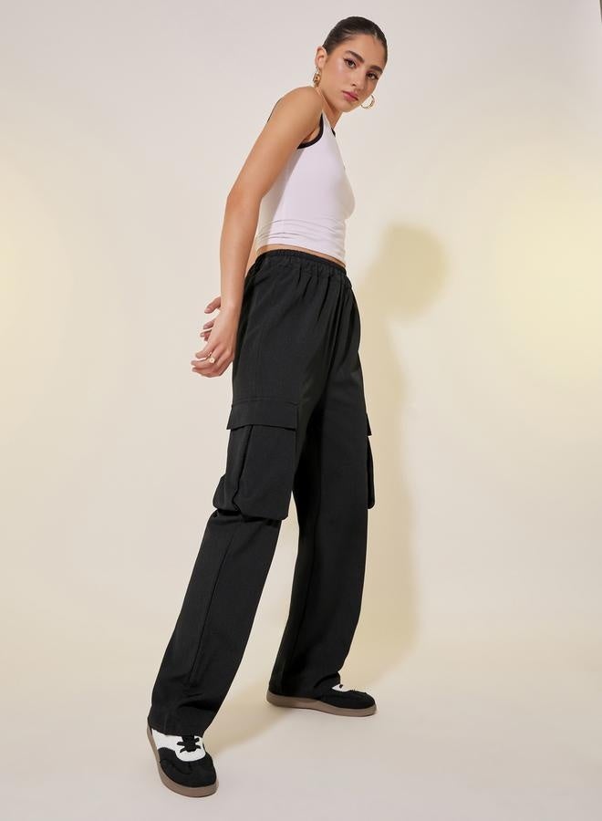 Take Two Solid Mid Rise Regular Fit Cargo Pants | Best Price KSA | Riyadh, Jeddah