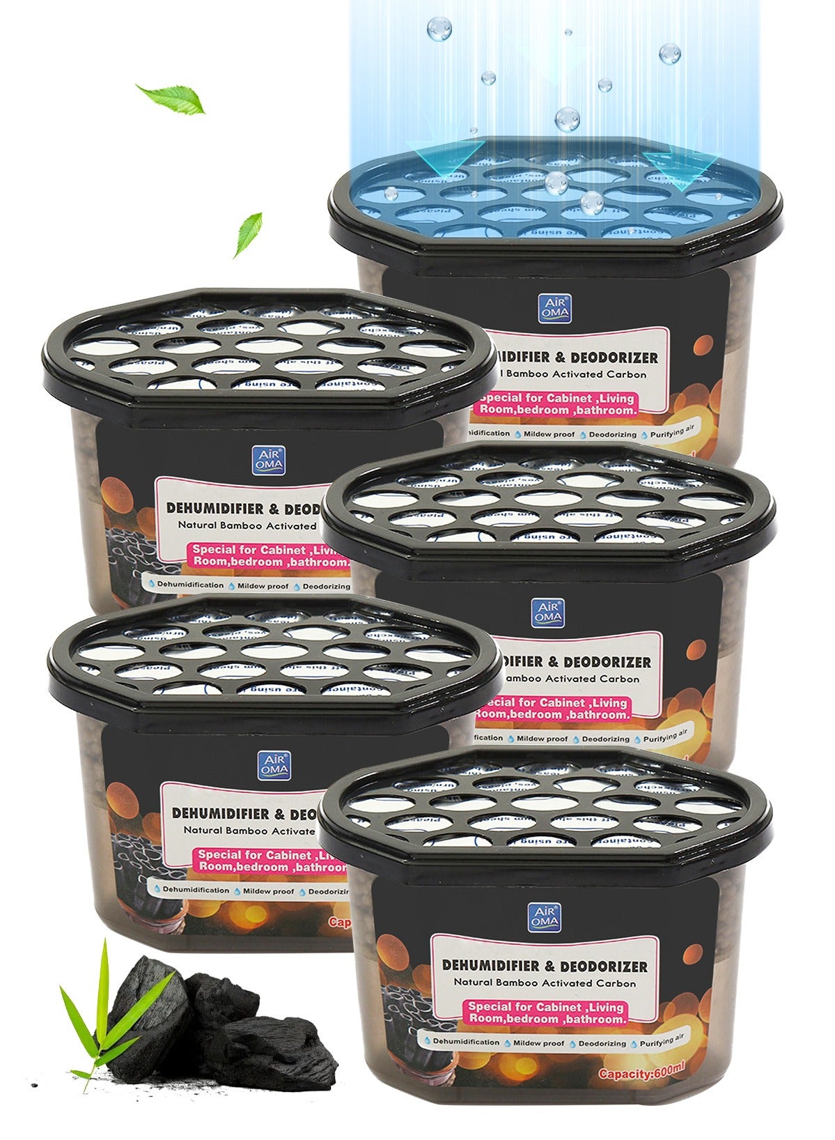 Air OMA 5 Pack Moisture Absorber Bamboo Charcoal Mold-proof Deodorizing ...
