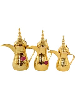 Royal Stainless Steel Coffee Dallah Arabic Pot 3 PC Set Gold KSA ...