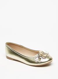 Flora Bella Foil Flower Applique Slip On Round Toe Ballerina Shoes UAE ...