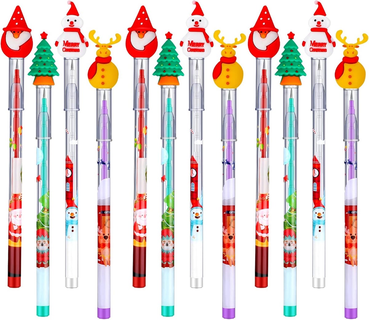 klarako Christmas Pencils Multi-Point Stackable Push Pencils Christmas ...