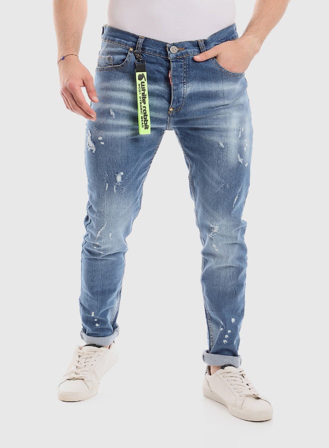 WHITE RABBIT Ripped Belt Loops Slim Fit Jeans | Best Price Egypt ...