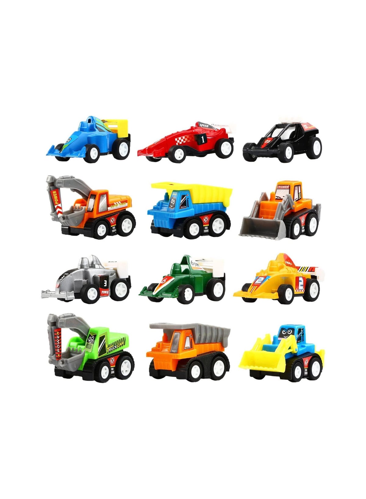 Dubkart Toys Pull Back Vehicles, 12 Pack Mini Assorted Construction ...