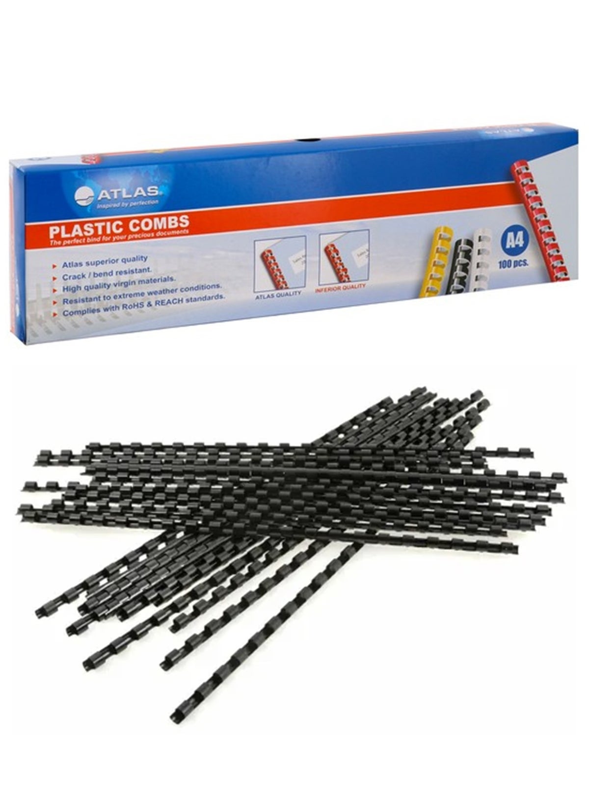 ATLAS 100-Piece Plastic Binding Combs 6mm Width Black | Best Price KSA ...
