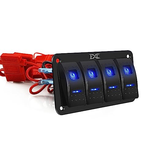 FXC FXC Pre-Wired 4 Gang Rocker Switch Aluminum Panel with 40A Inline ...