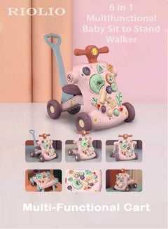 Riolio 6 in 1 Baby Walker for Girls Boys Sit-to-Stand Walker Learning ...