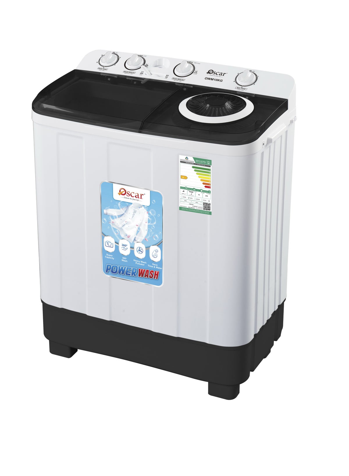 Oscar OSCAR 10kg Twin tub portable Washing Machine, Powerful Pulsator ...