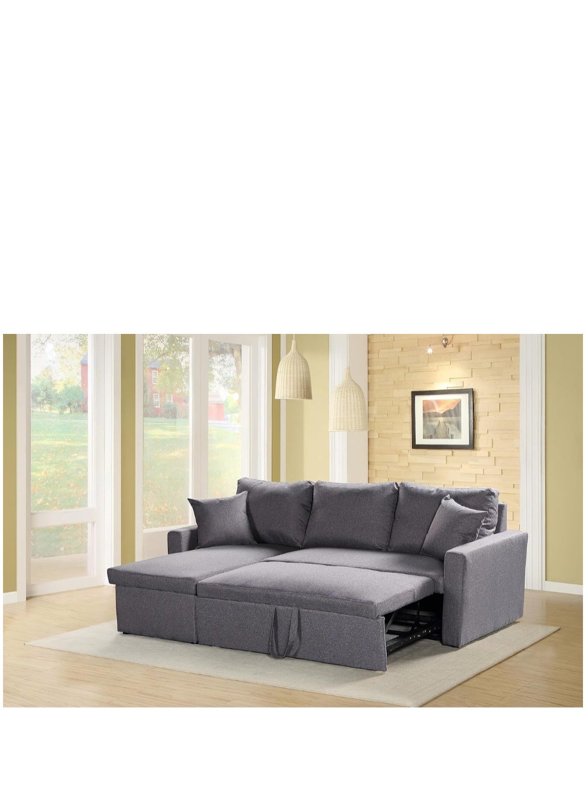 MAF furniture MAF Diwan Sofa Cum Bed With Cushions L-Shaped Storage ...