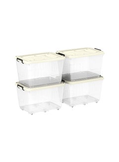 Cosmoplast 132L Clear Plastic Storage Box with Wheels & Lockable Lid ...