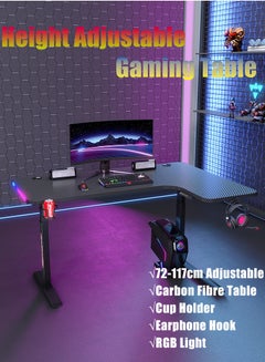 Furtey L-Shaped Ergonomic Gaming Table,Height Adjustable,Electric Lift ...