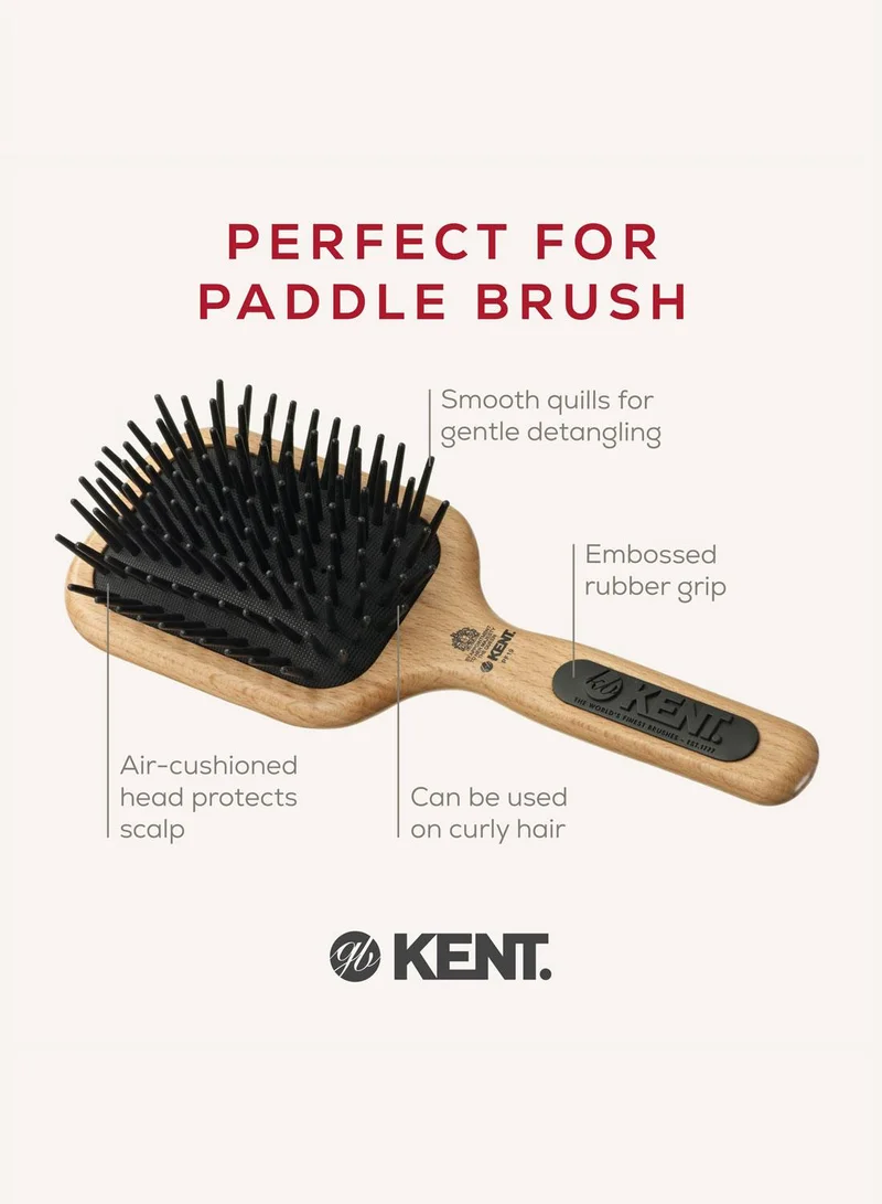 KENT PF19 Large Quill Paddle Wooden Hair Brush - Air-Cushioned Rubber ...