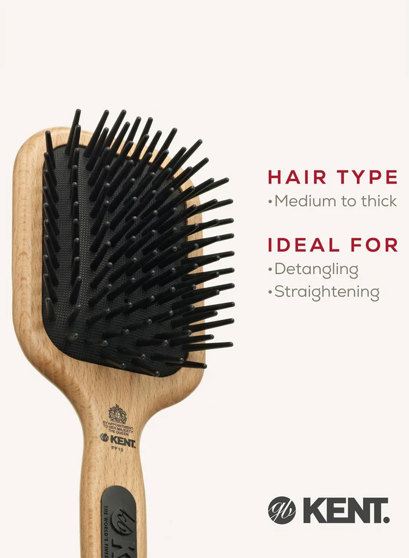 KENT PF19 Large Quill Paddle Wooden Hair Brush - Air-Cushioned Rubber ...
