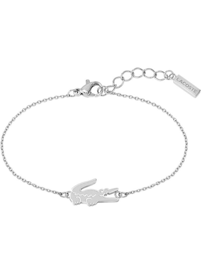 LACOSTE Lacoste Women's Silver-Tone Crocodile Logo Chain Bracelet ...