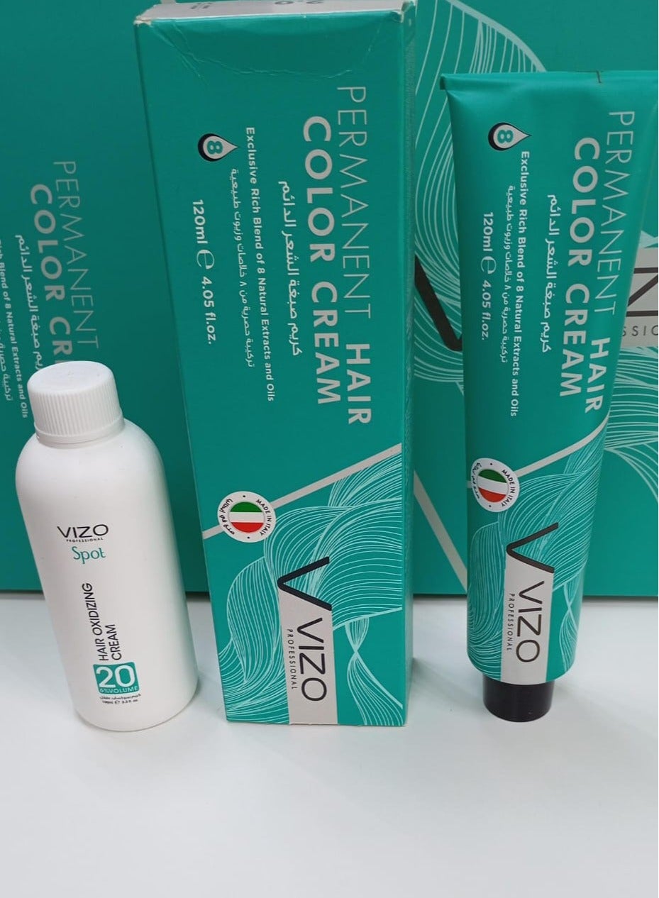 VIZO VIZO Permanent Hair Color Cream 7.0 Natural Medium Blonde with 20 ...