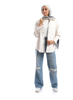 M.SOU Press Buttons Closure Leather Shirt - Off White Egypt | Cairo, Giza