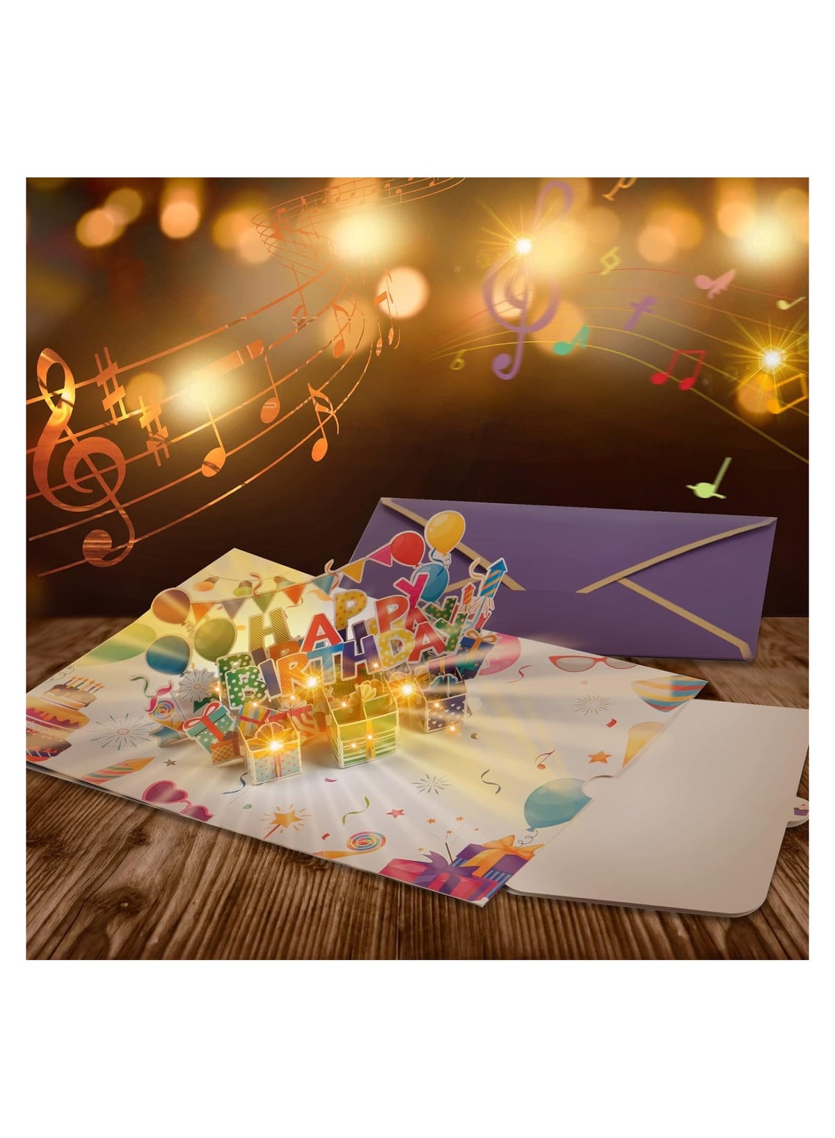 Generic 3D Musical Birthday Cards with LED Light, Fun Pop-Up Greeting ...