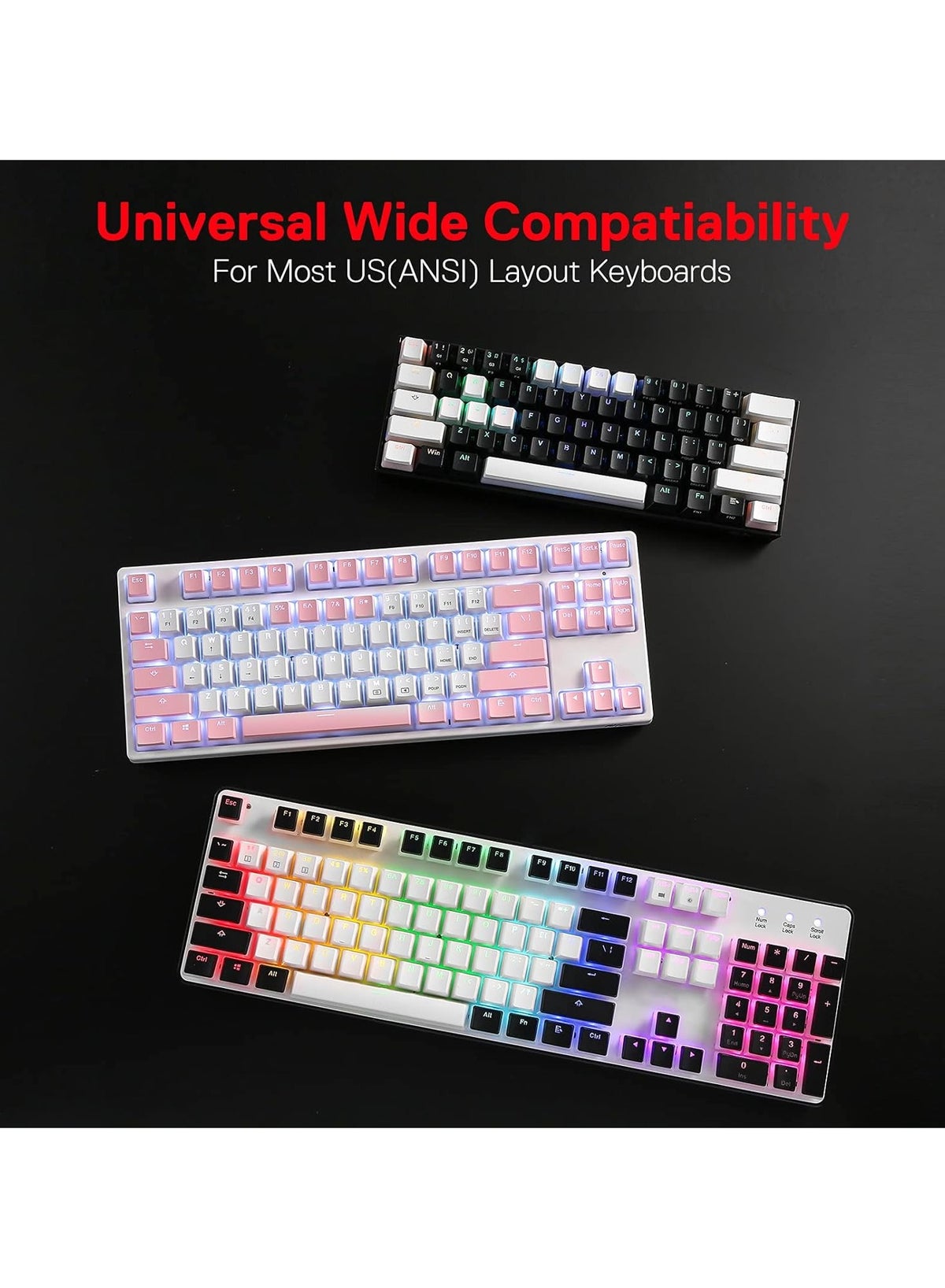 تسوق ريدراجون وRedragon A130 Black Pudding Keycaps، مجموعة 104 مفاتيح ...