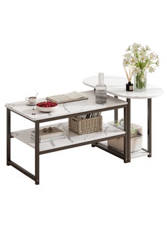 JANTENS Coffee Table with Open Storage Shelf, Set of 2 Simple End Table ...