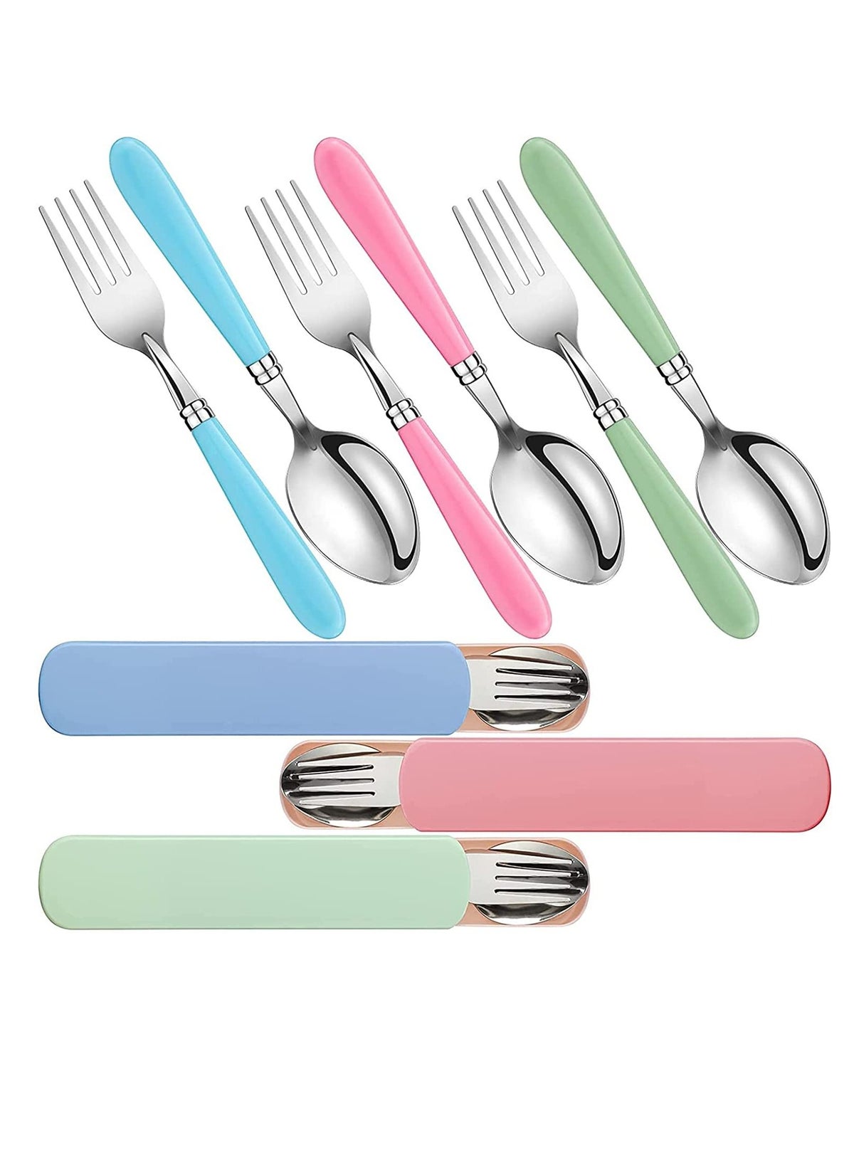 SYOSI Kids Utensils Stainless Steel Fork and Spoon Set Child Stainless ...