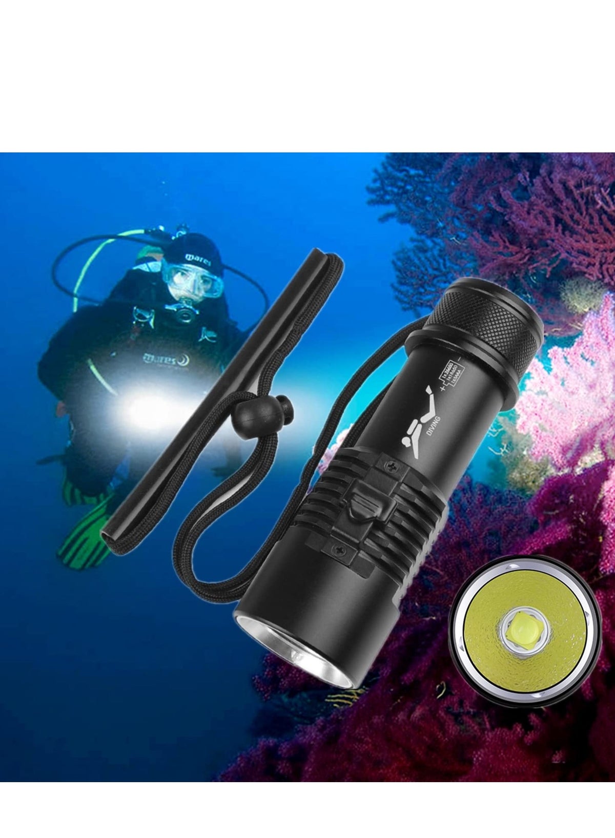 SYOSI Diving Flashlight - 6000 Lumens Rechargeable Scuba Dive Lights ...