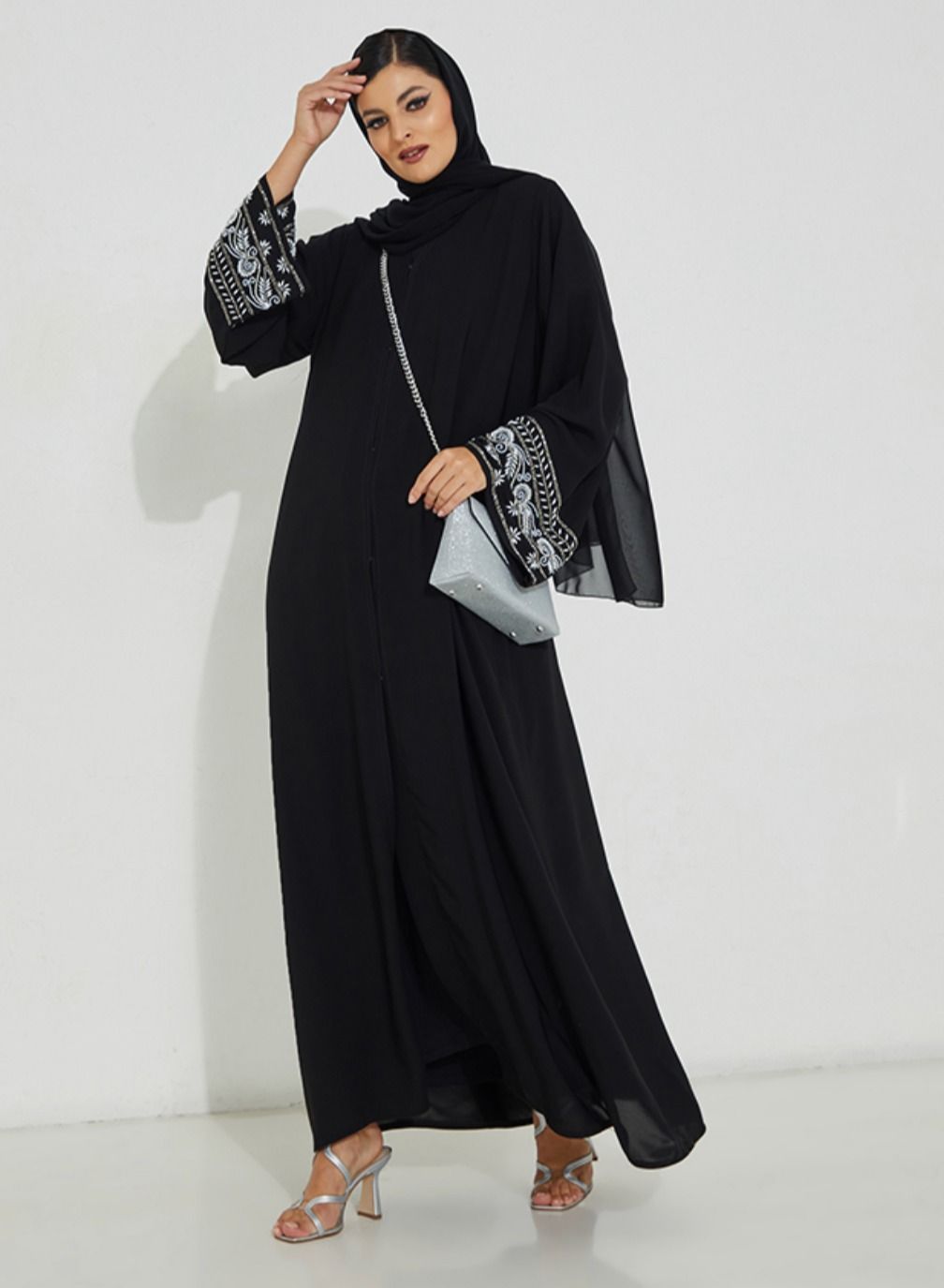 Rosette Abaya Abaya Wide Pearl Sleeve | Best Price UAE | Dubai, Abu Dhabi