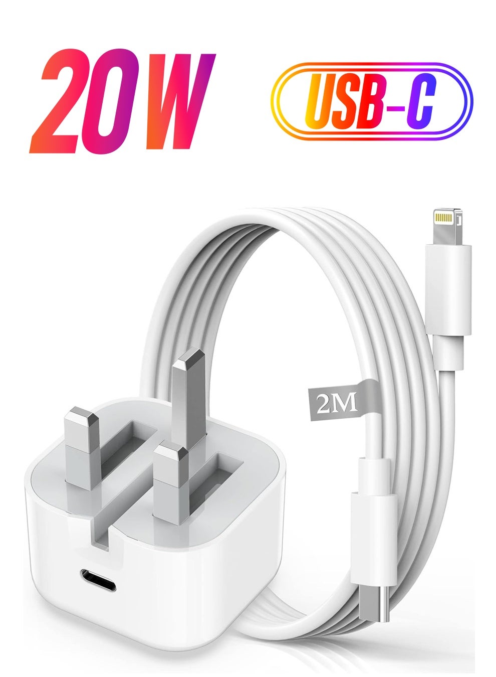 Generic iPhone Fast Charger, iPhone Charger Plug and Cable 2M [Apple ...
