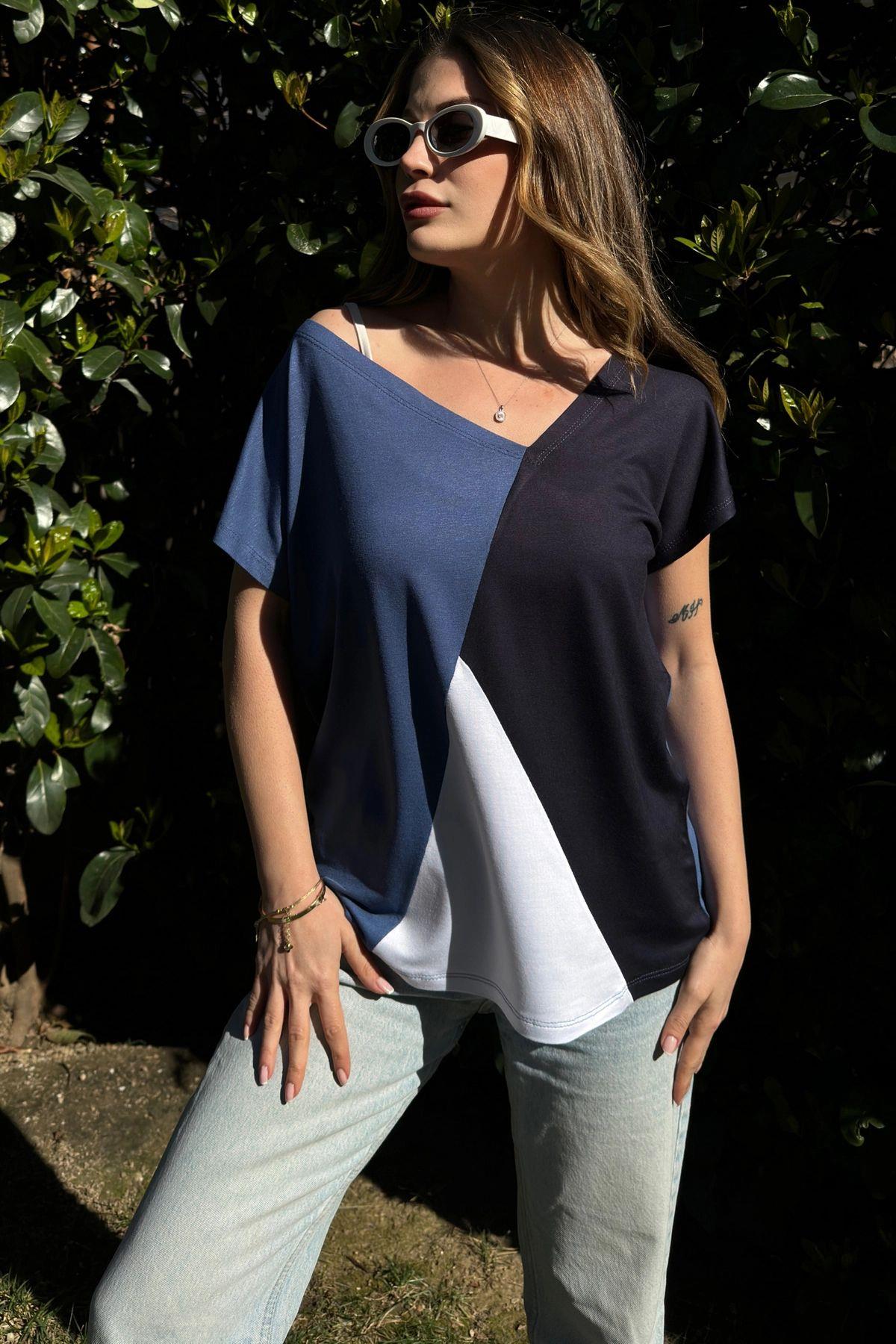 Weshaya Blouse Women Indigo blue-white | Best Price KSA | Riyadh, Jeddah