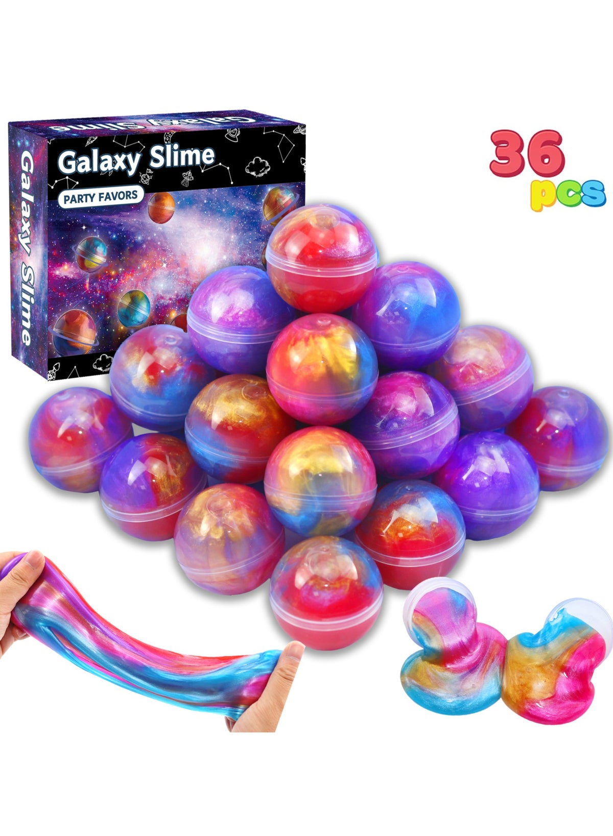 FLYHSO Slime Party Favors 36 Pack Galaxy Slime Ball Stretchy Non-Sticky ...
