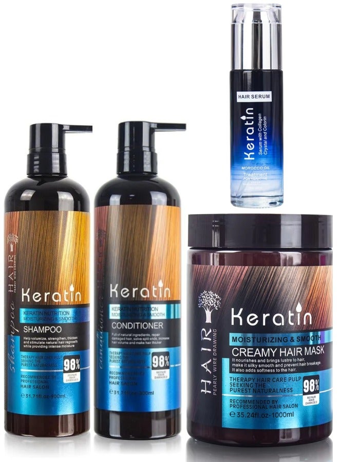 HAIR Pearly Wire Drawing 4Pcs Keratin Shampoo and Conditioner Set with ...
