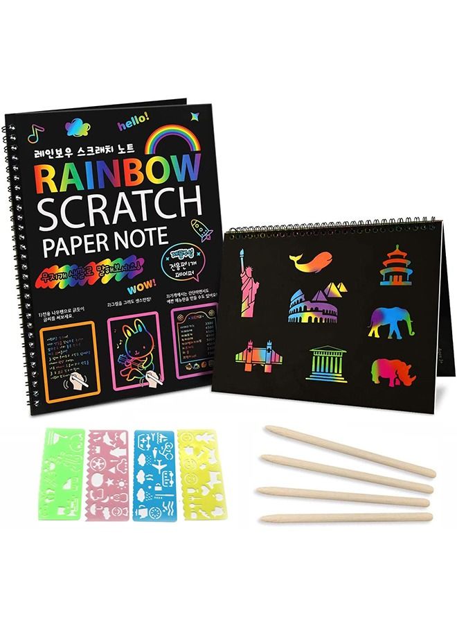 YelaJoy Scratch Paper Art Notebooks, Rainbow Scratch off Art Set, For ...