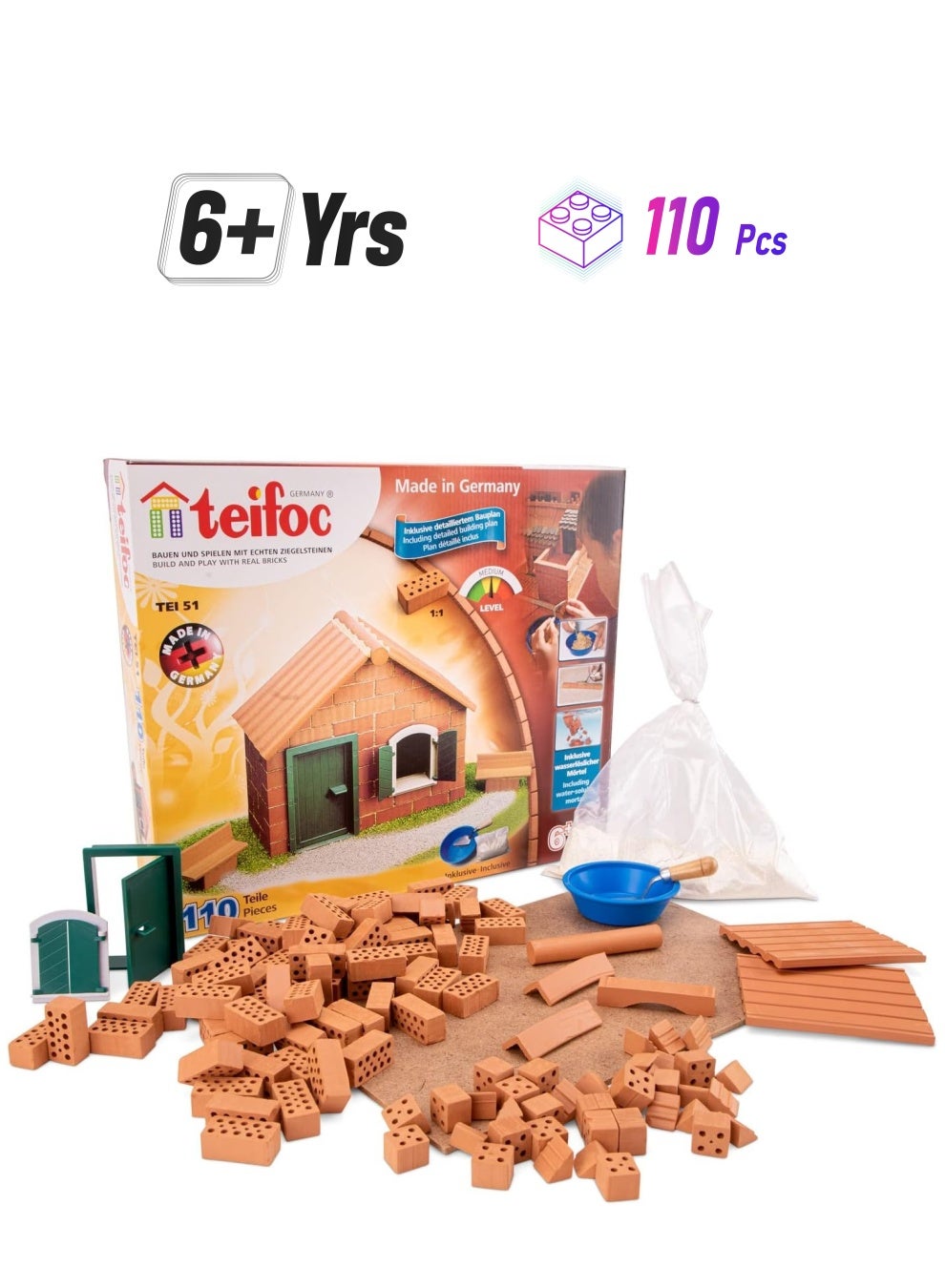 Teifoc Brick Construction Toy Set - TEI 51 - Starter House Cottage - Build With Real Bricks ...