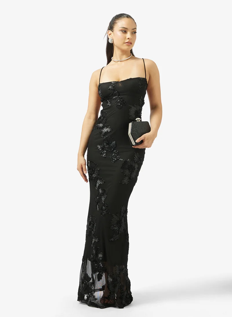 Ginger Corset Bodice Floral Burnout A Line Dress for Women | Best Price UAE