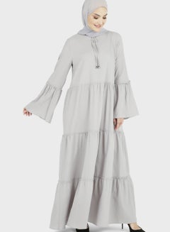 Tavin by Modanisa Tie Neck Tiered Dress UAE | Dubai, Abu Dhabi