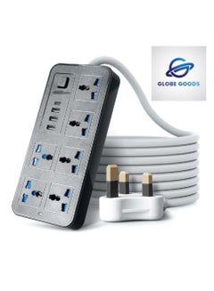 GLOBE GOODS Universal Extension Lead with Multiple Function UK Plug 3 ...
