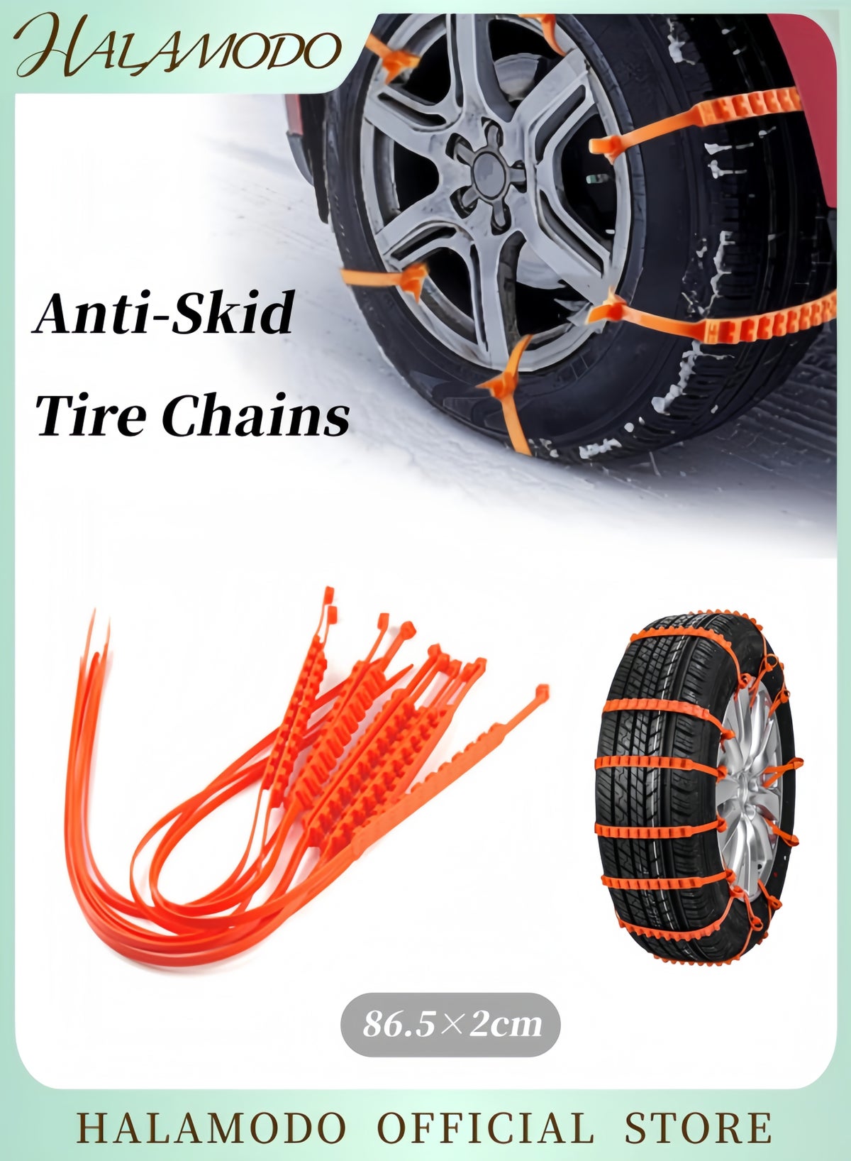 HALAMODO Anti Skid Tire Chains Universal Plastic Non-Slip Cable Tie Mud ...