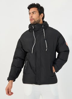 Styli Quilted Hooded Puffer Jacket with Contrast Zip Panel Detail ...