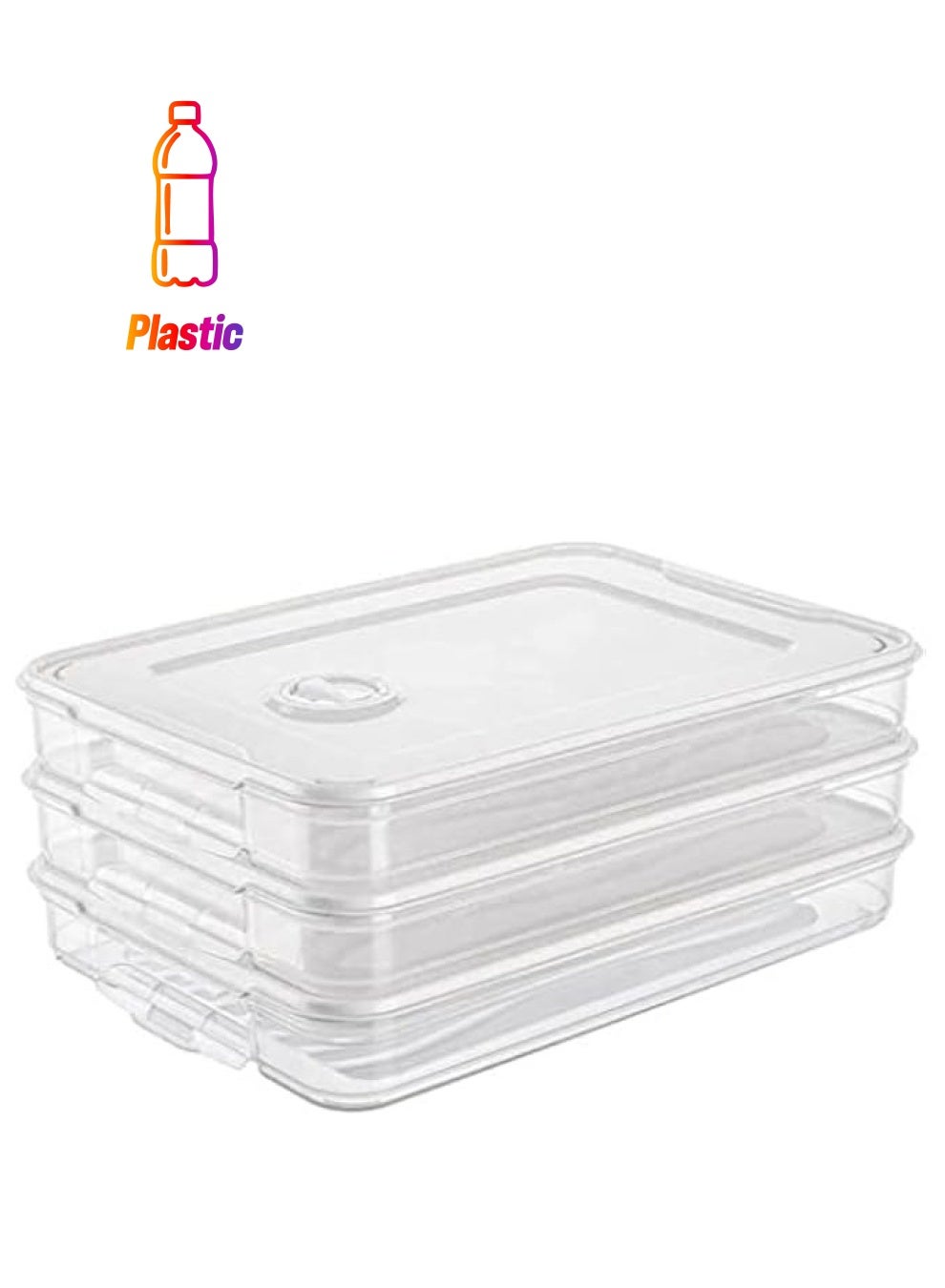 erorex 3pcs Plastic Food Storage boxes, Stackable Fridge Freezer ...