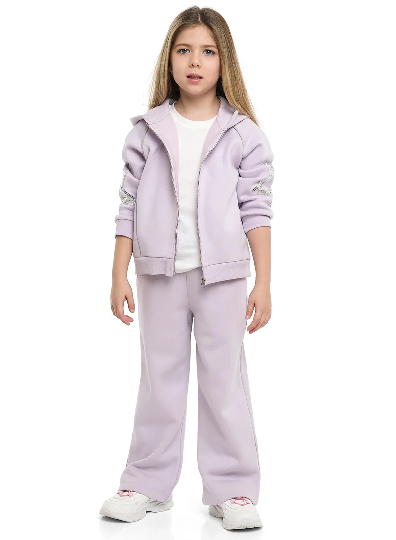 victor and jane Girls Starstruck Fleece Tracksuit – Lilac 2-Piece Set ...